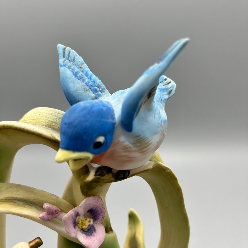 Lefton Blue Bird and Girl Playing Flute Figurine - Etsy