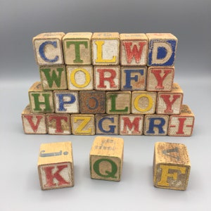 Vintage Wood Alphabet Blocks, ABC Blocks, Wood Blocks - Etsy