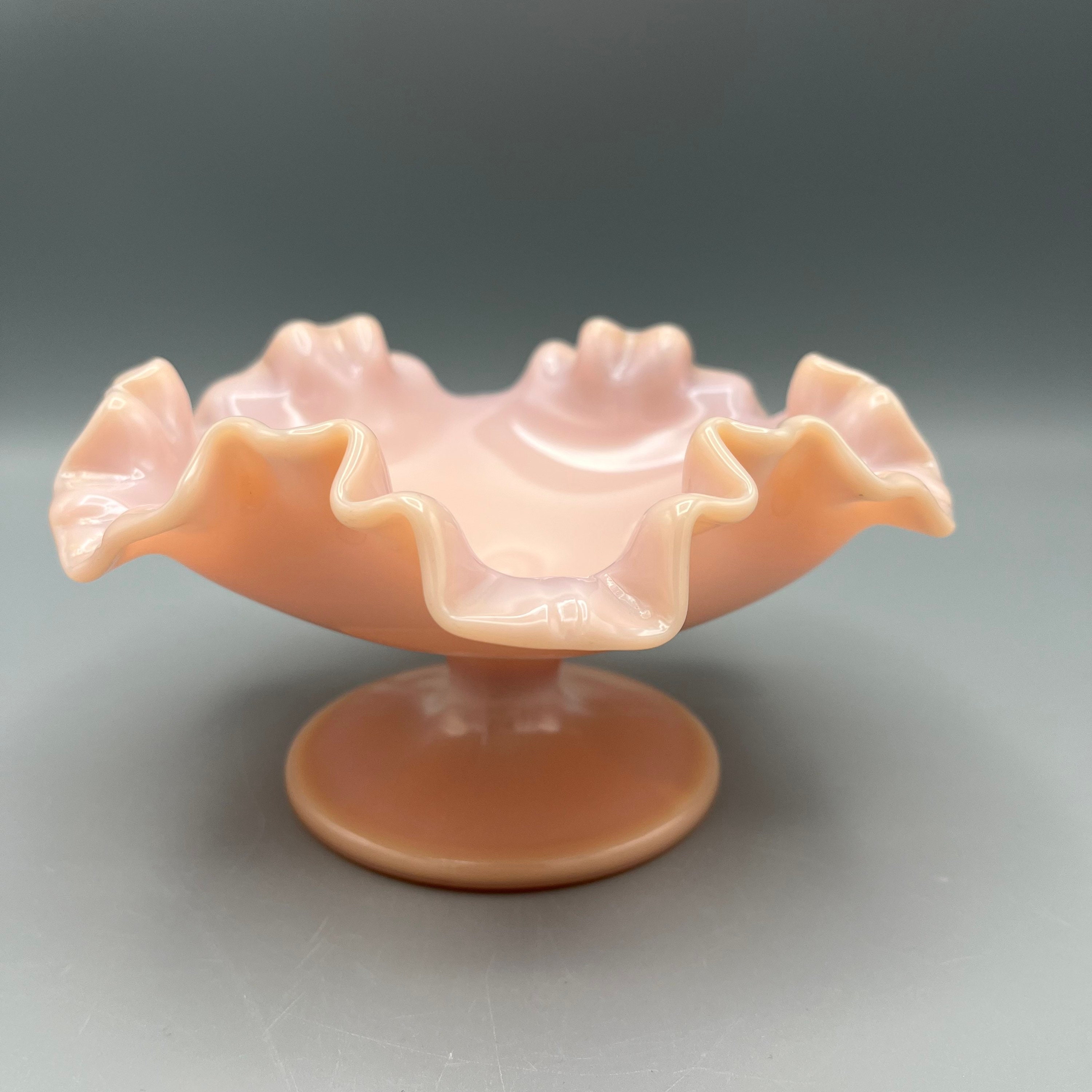Fenton Pink Milk Glass Footed Compote - Etsy
