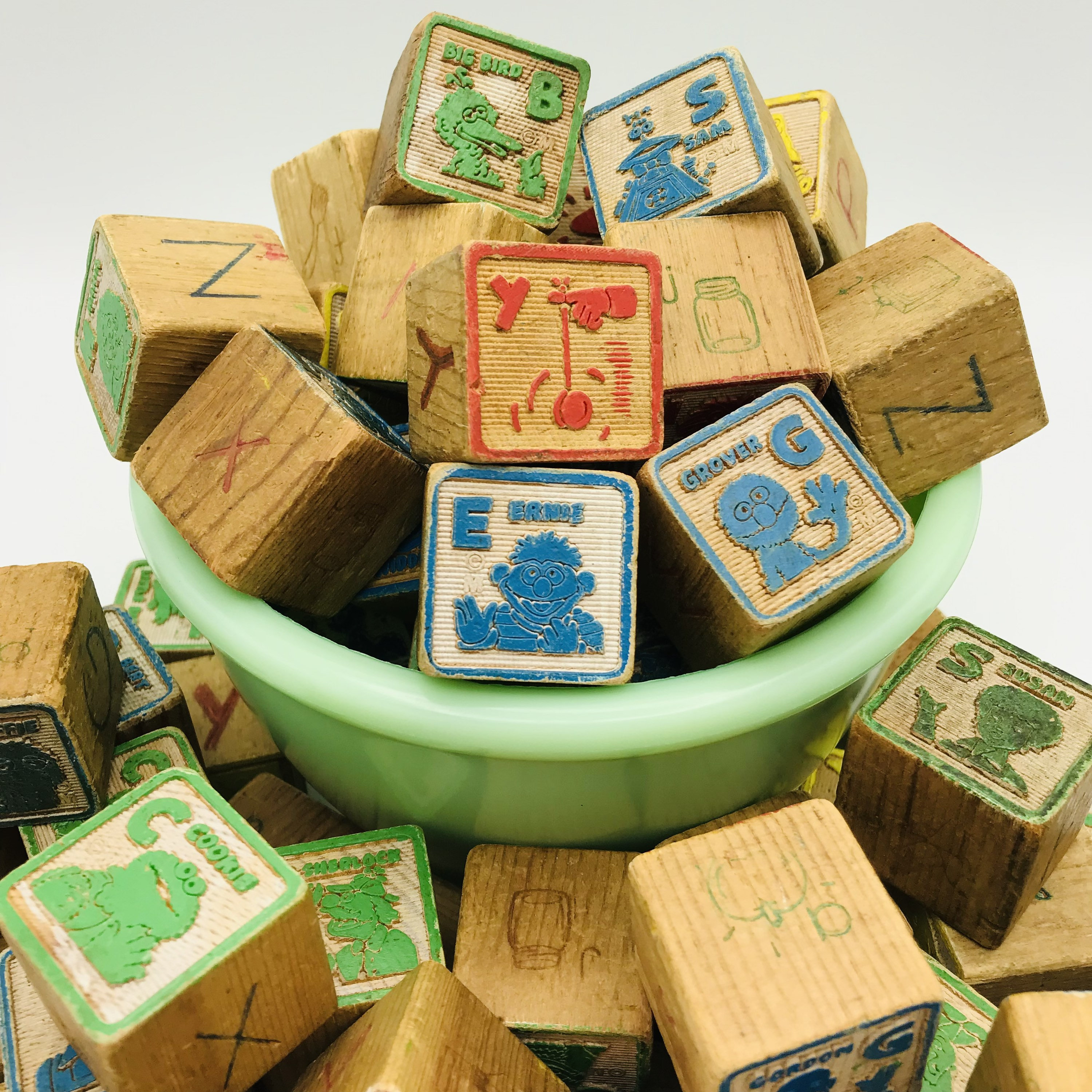 Vintage Wooden Sesame Street Alphabet Blocks | Etsy