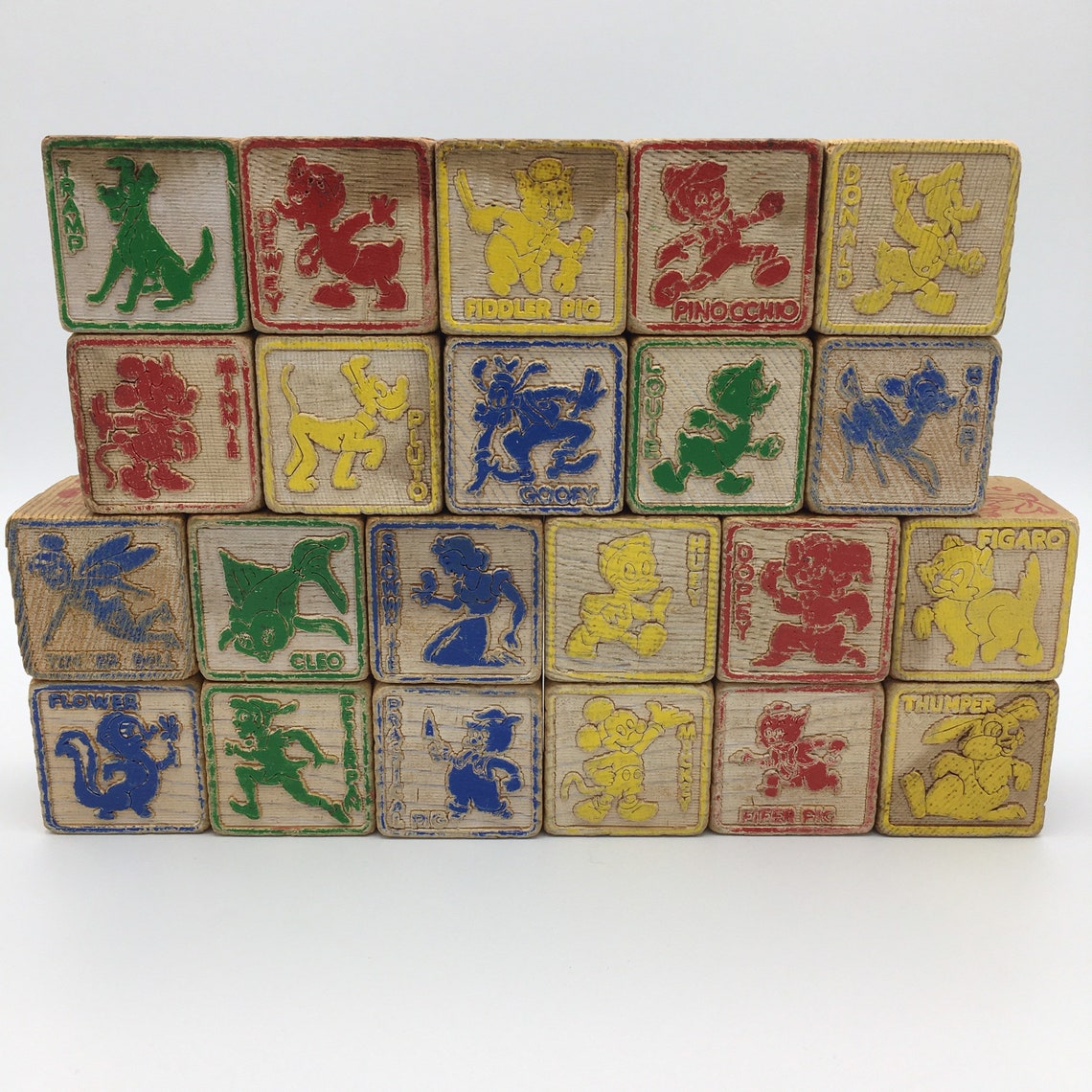 Vintage Wooden Disney Alphabet Blocks - Etsy