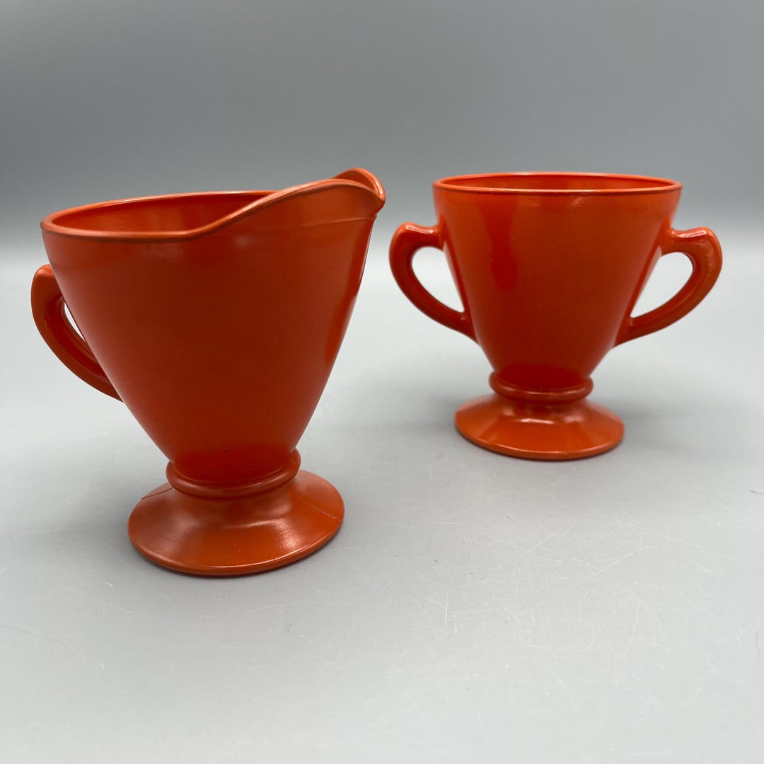 Hazel Atlas Rust Colored Creamer and Sugar - Etsy