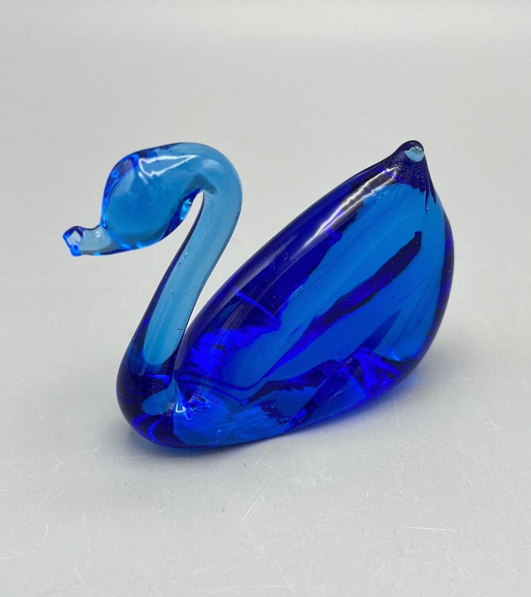 Blue Glass Swan Figurine - Etsy