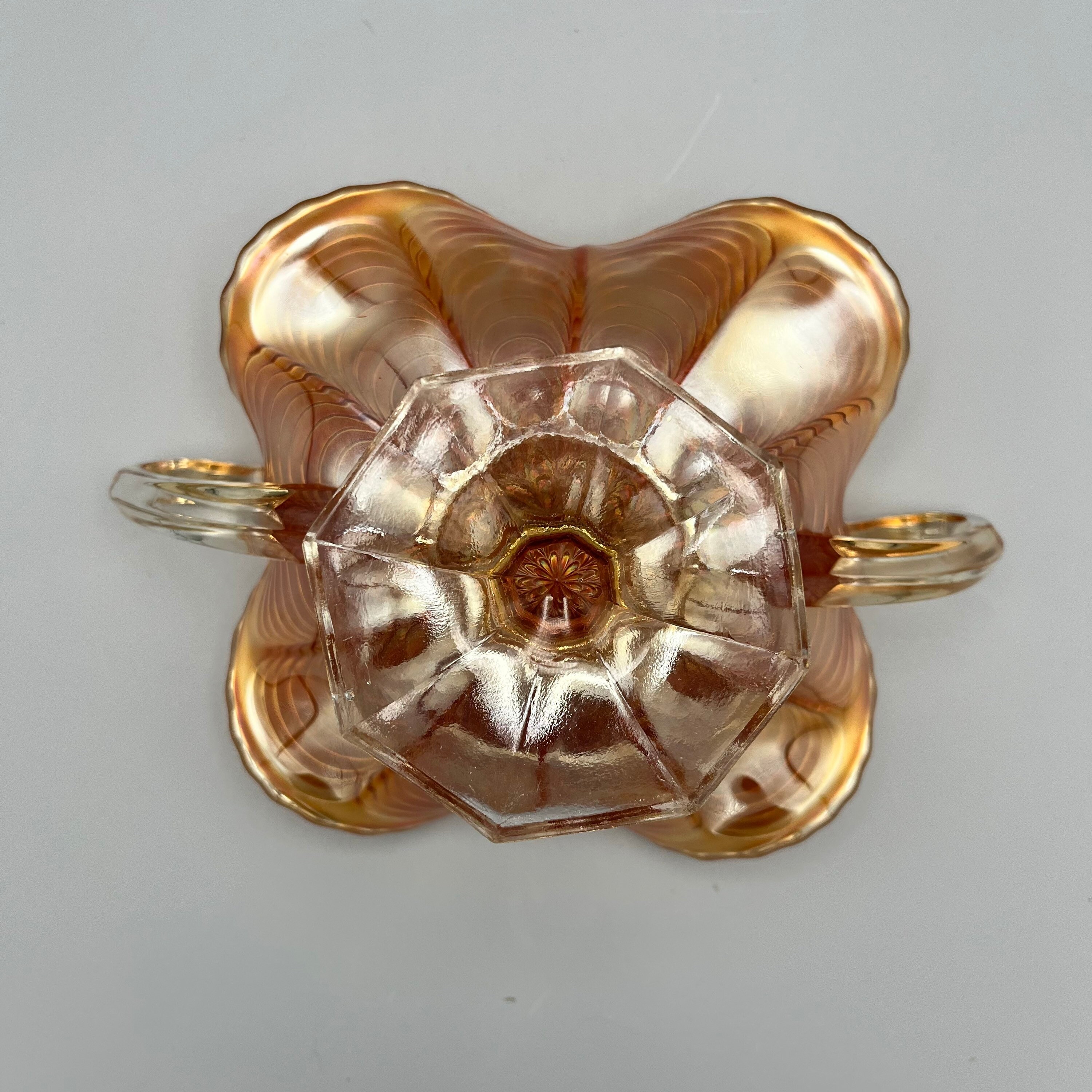 Fenton Marigold Carnival Glass Bonbon Dish: Peacock Tail Compote - Etsy