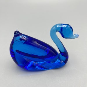 Blue Glass Swan Figurine - Etsy