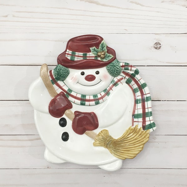 Fitz and Floyd Snowman Plate - Etsy