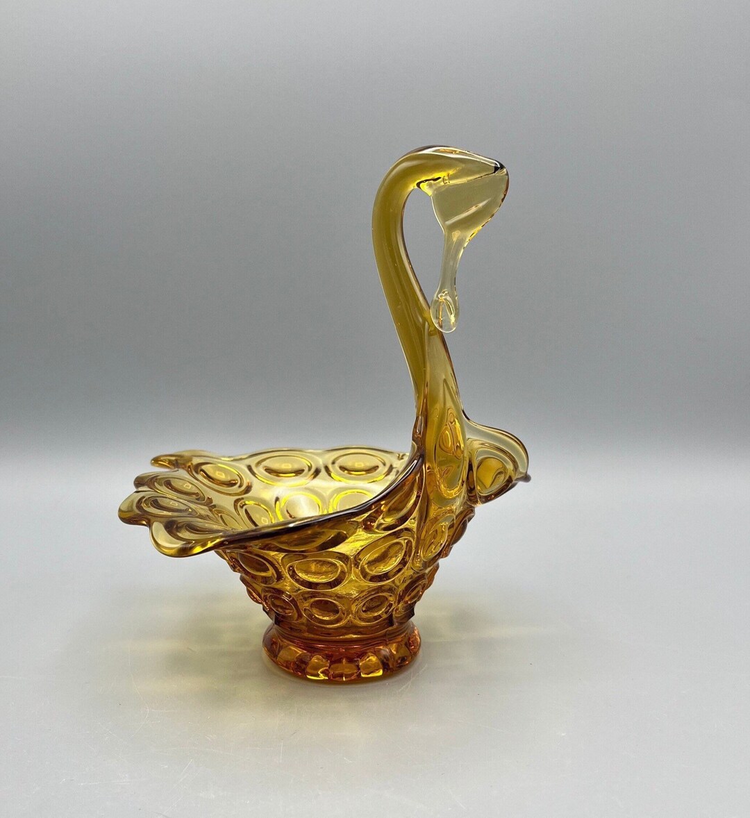 Vintage Amber Swan Candy Dish - Etsy