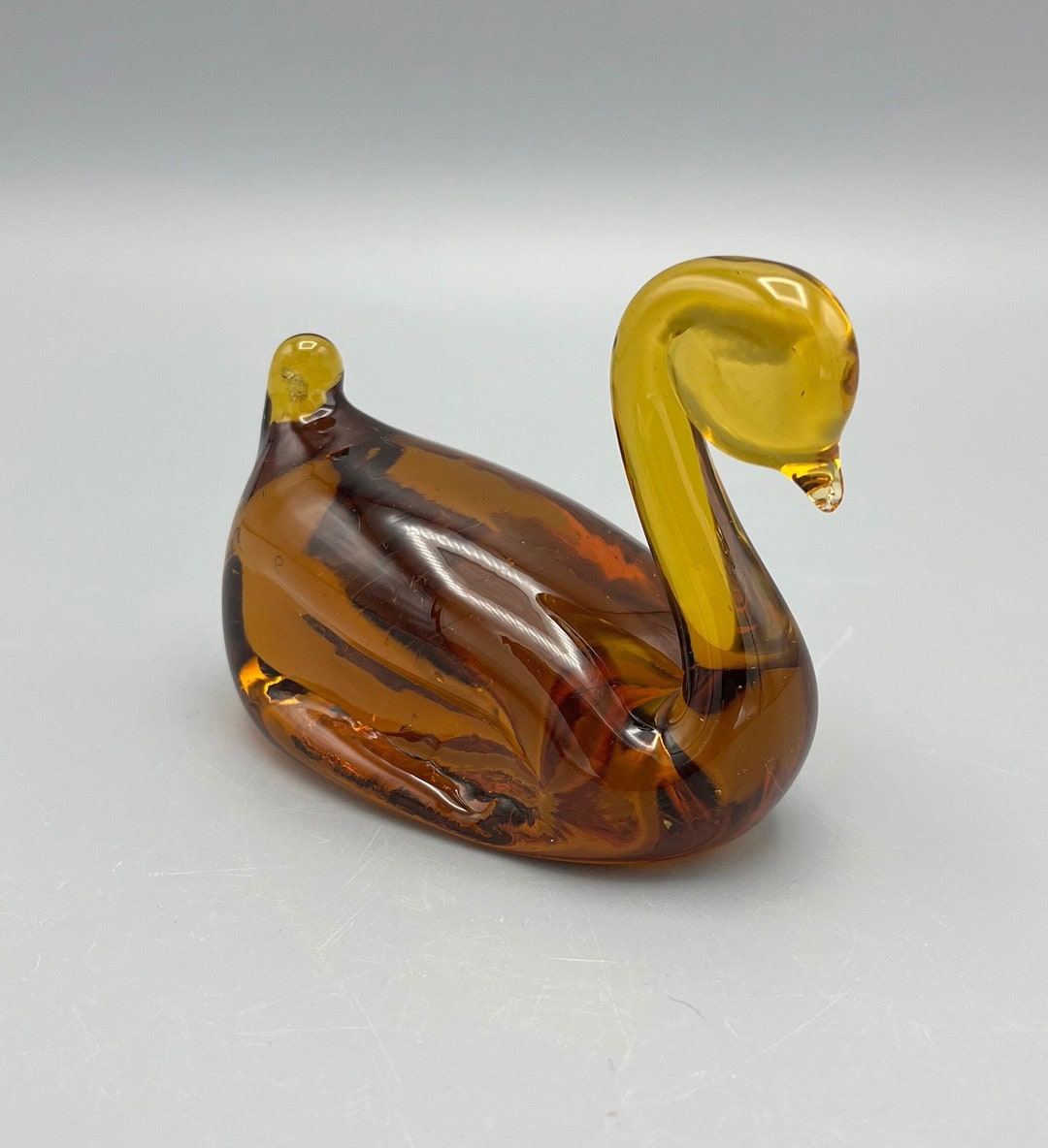 Amber Glass Swan Figurine - Etsy