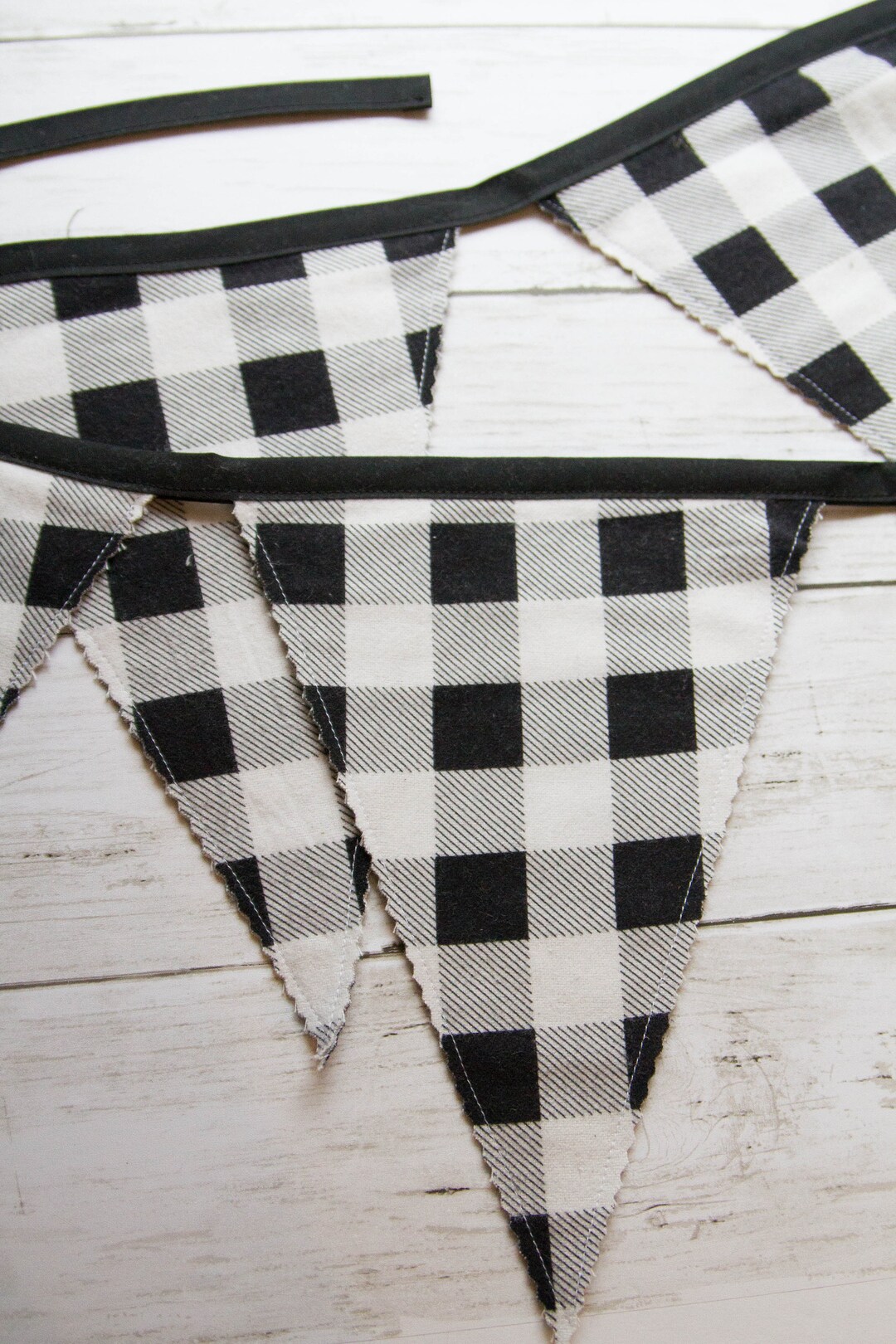 Buffalo Check Country Banner | Black White Bunting Banner | Flannel ...
