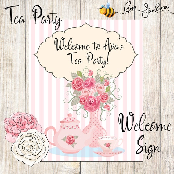 Tea Party Birthday Sign Tea Party Tea and Flowers Party | Etsy