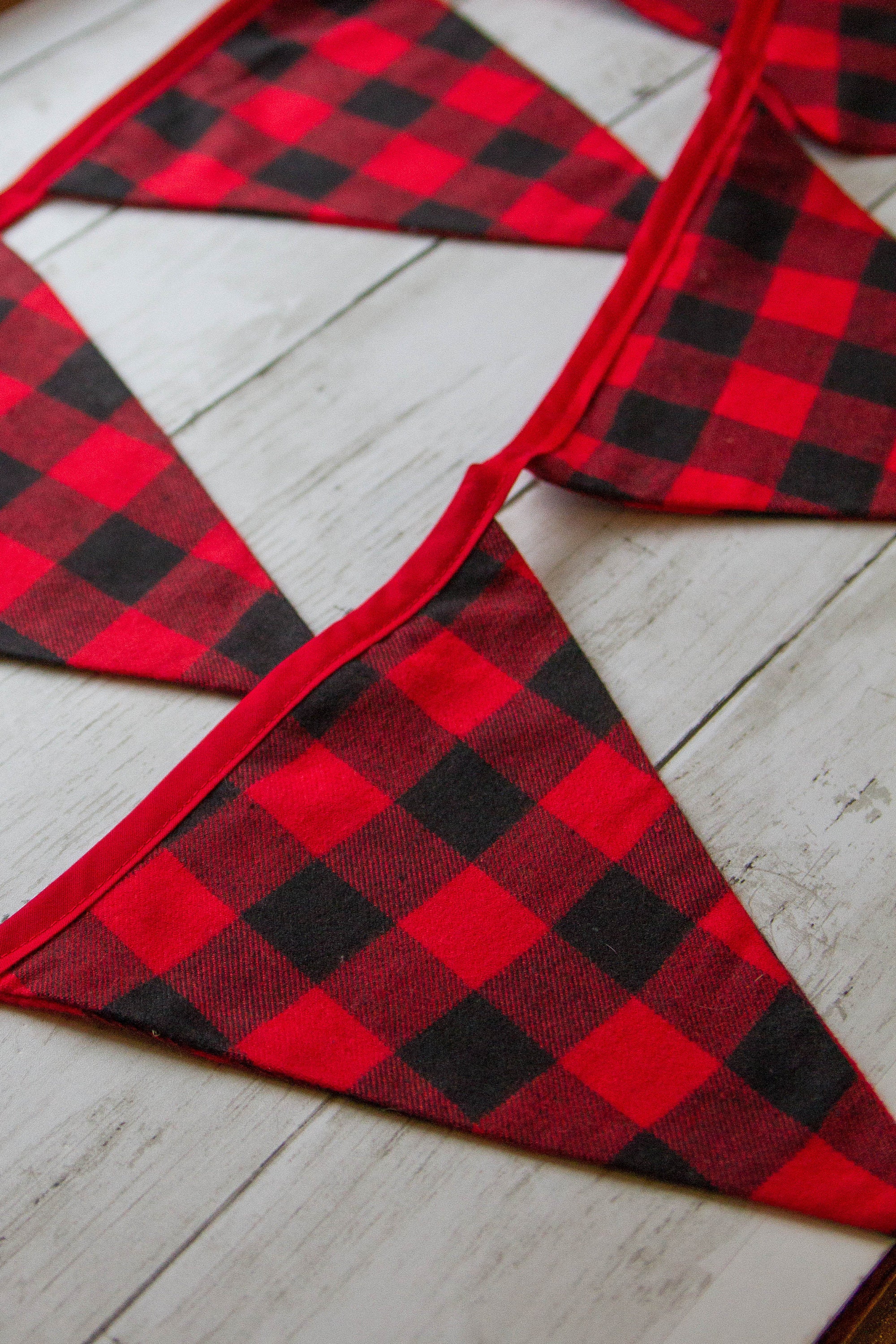 Buffalo Check Country Banner Red Black Bunting Banner Flannel Flag ...