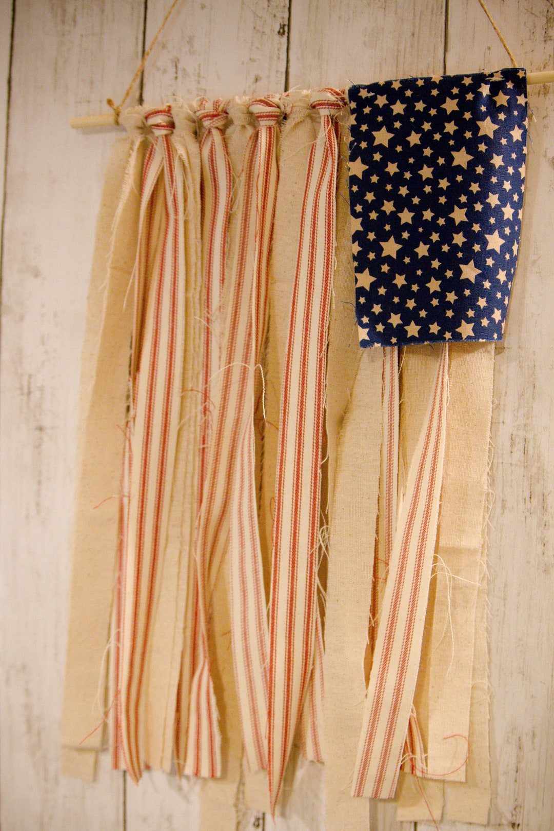 Americana Rag Tied Flag Red White Blue Flags Americana - Etsy