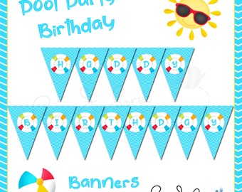 Pool Party Banner | Etsy