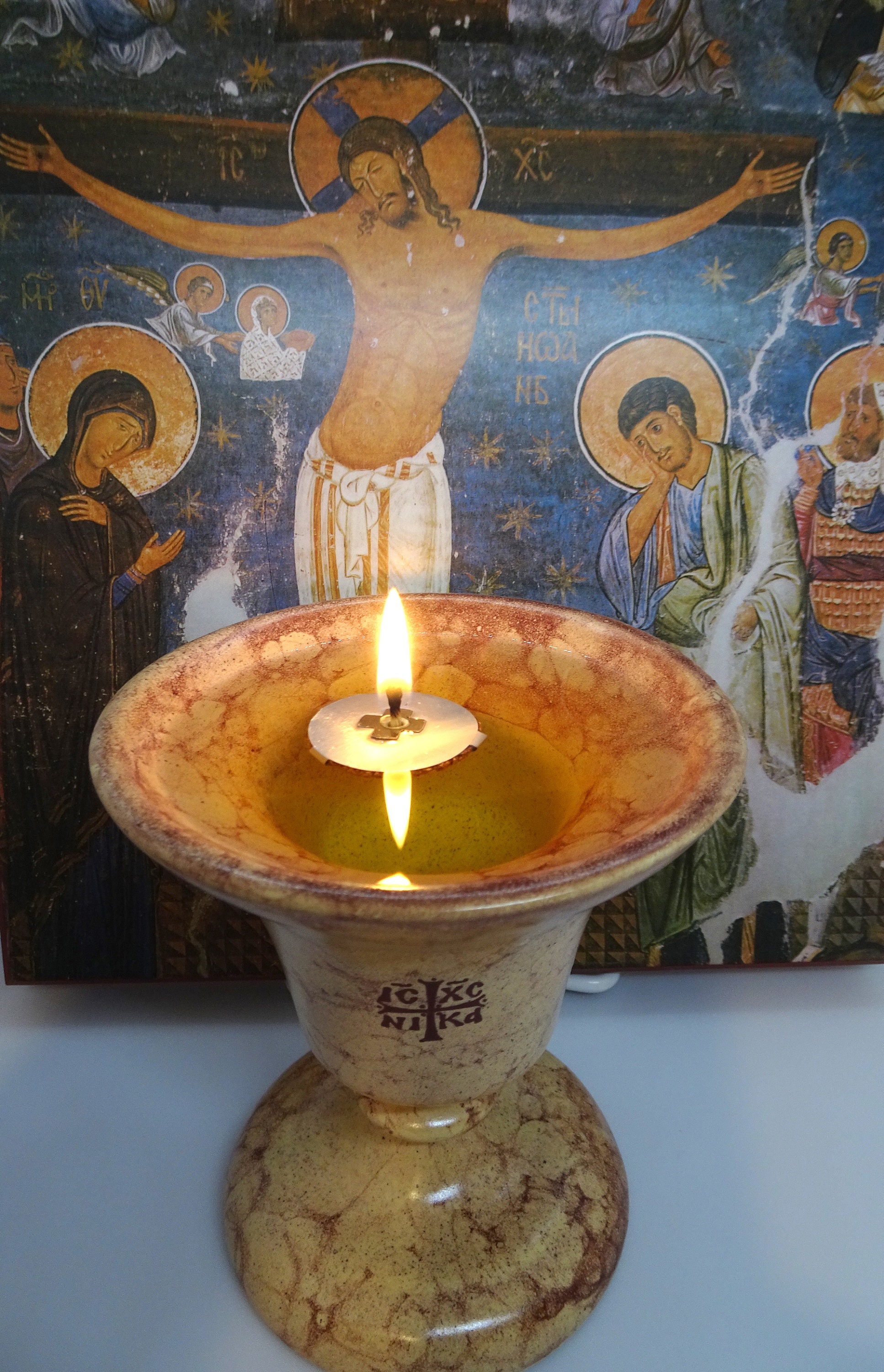 Tabletop Greek Orthodox Vigil Lamp in Ivory-beige Color With | Etsy UK