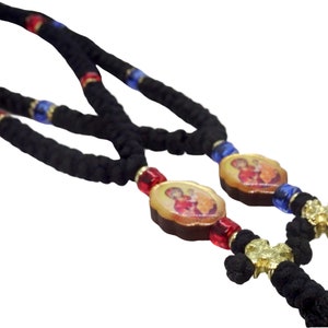 Handmade Greek Orthodox Prayer Rope: Jesus Christ & Mother of God Icon ...