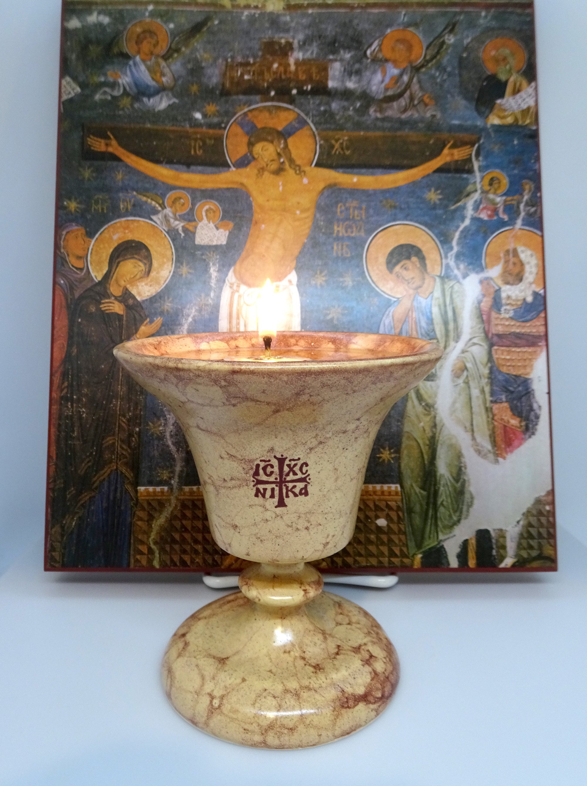 Tabletop Greek Orthodox Vigil Lamp in Ivory-beige Color With | Etsy UK