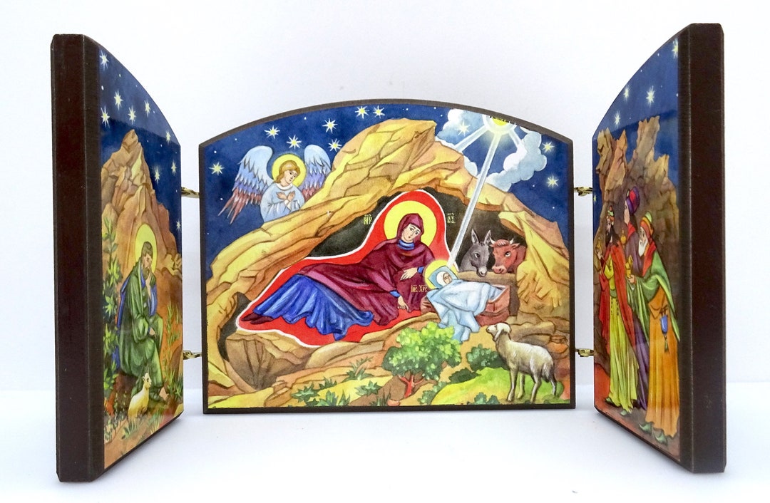 Orthodox Christian Christmas Triptych, Nativity Scene Icon Triptych ...