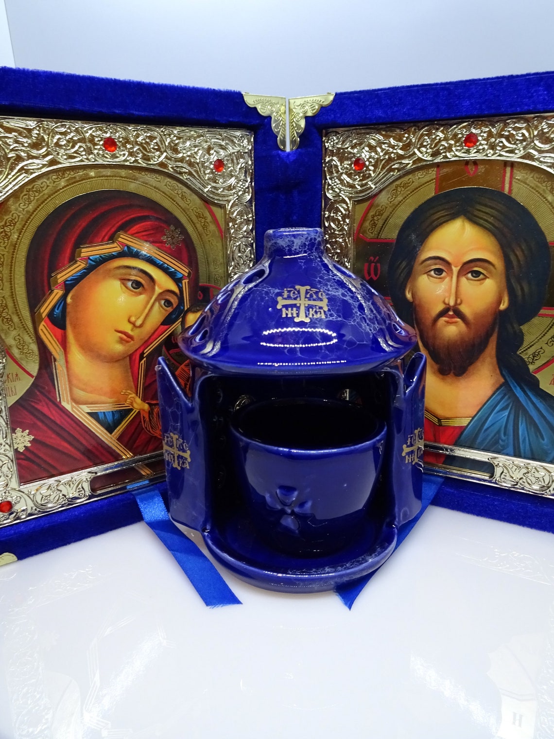 Orthodox Ceramic Vigil Lamp Decorated with Gold-tone Orthodox | Etsy