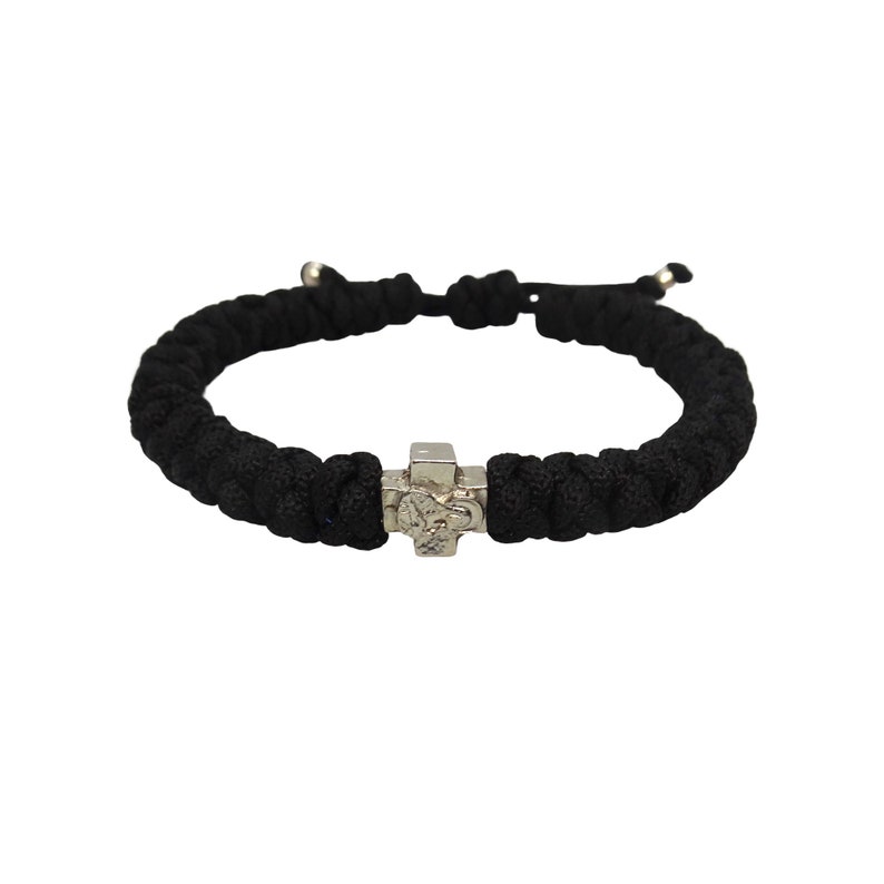 Adjustable Black Polyester Bracelet With Orthodox Cross - Etsy
