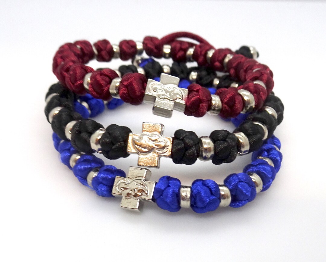Silk Thread Prayer Bracelet: Silver-tone Cross, Christian Gift - Etsy