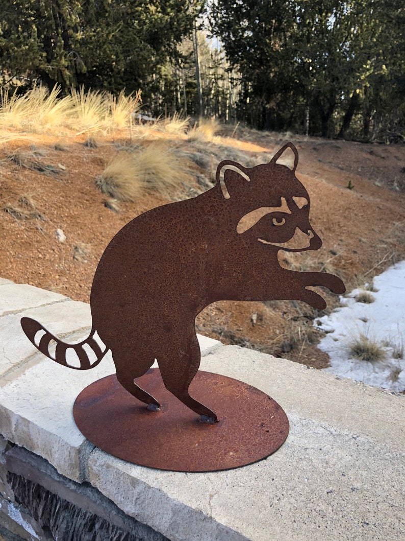 Rustic Metal Raccoon Rusty Yard Art. - Etsy