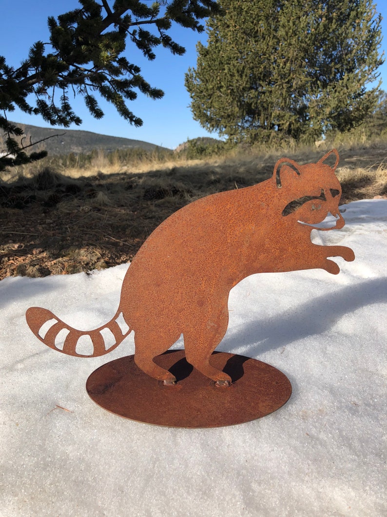 Rustic Metal Raccoon Rusty Yard Art. - Etsy