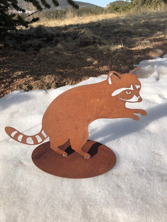 Rustic Metal Raccoon Rusty Yard Art. - Etsy
