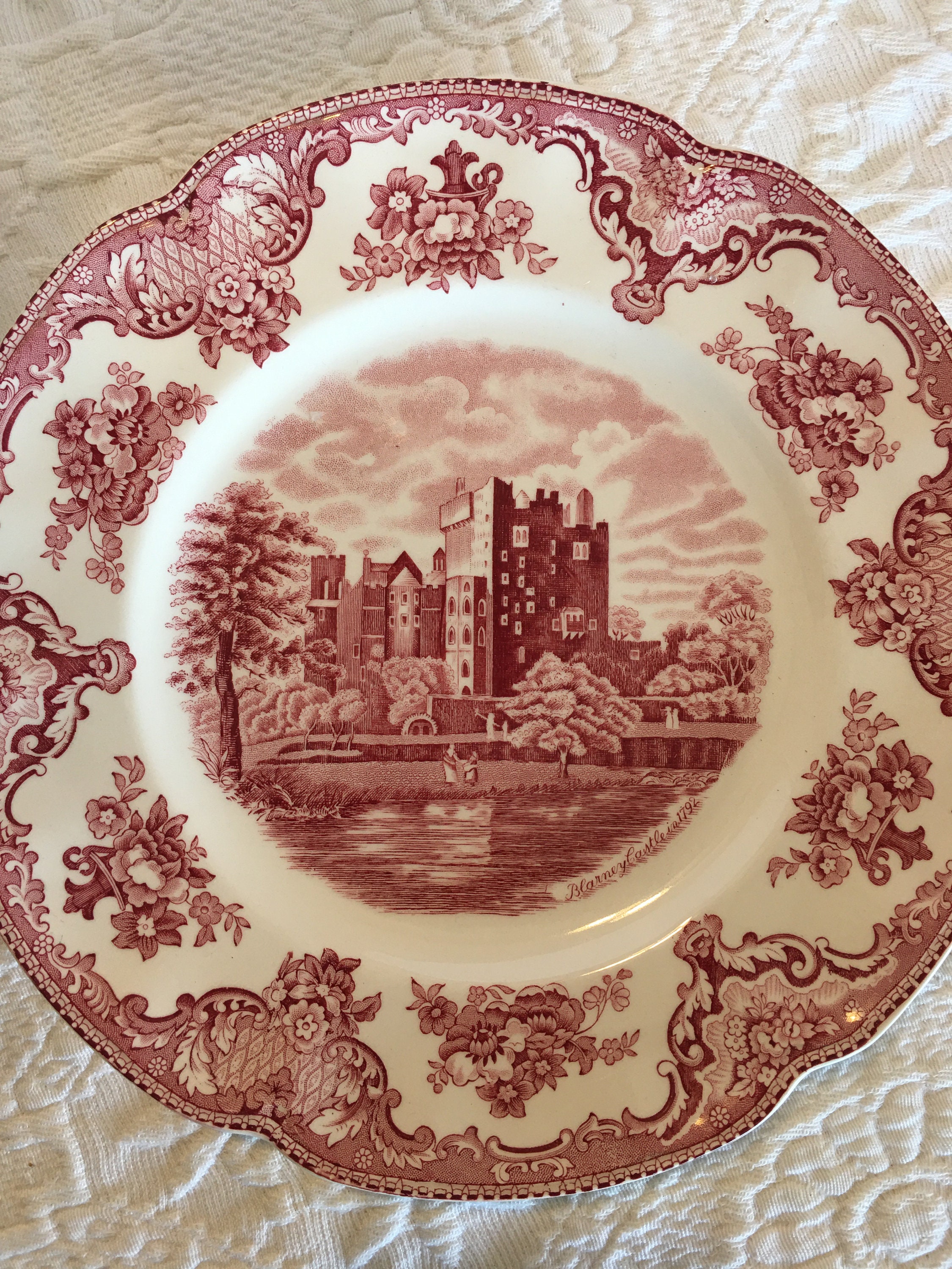 Vintage England Pink and White Plates | Etsy