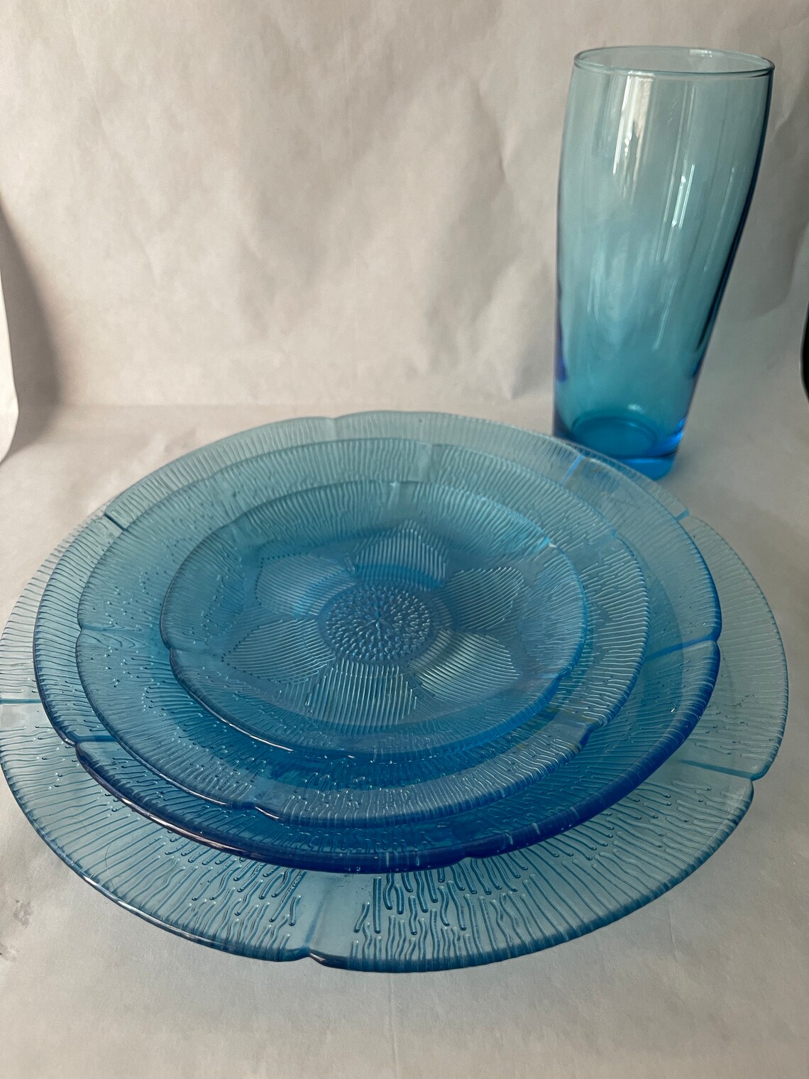 Beautiful Vintage Turquoise Light Blue 5 Piece Handblown Glass - Etsy