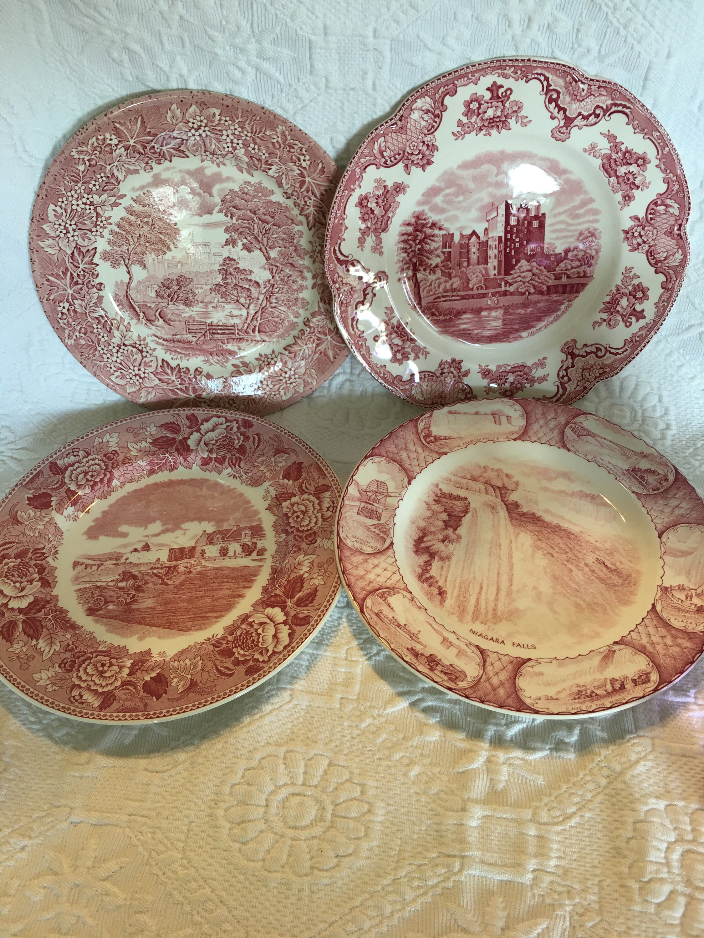 Vintage England Pink and White Plates | Etsy