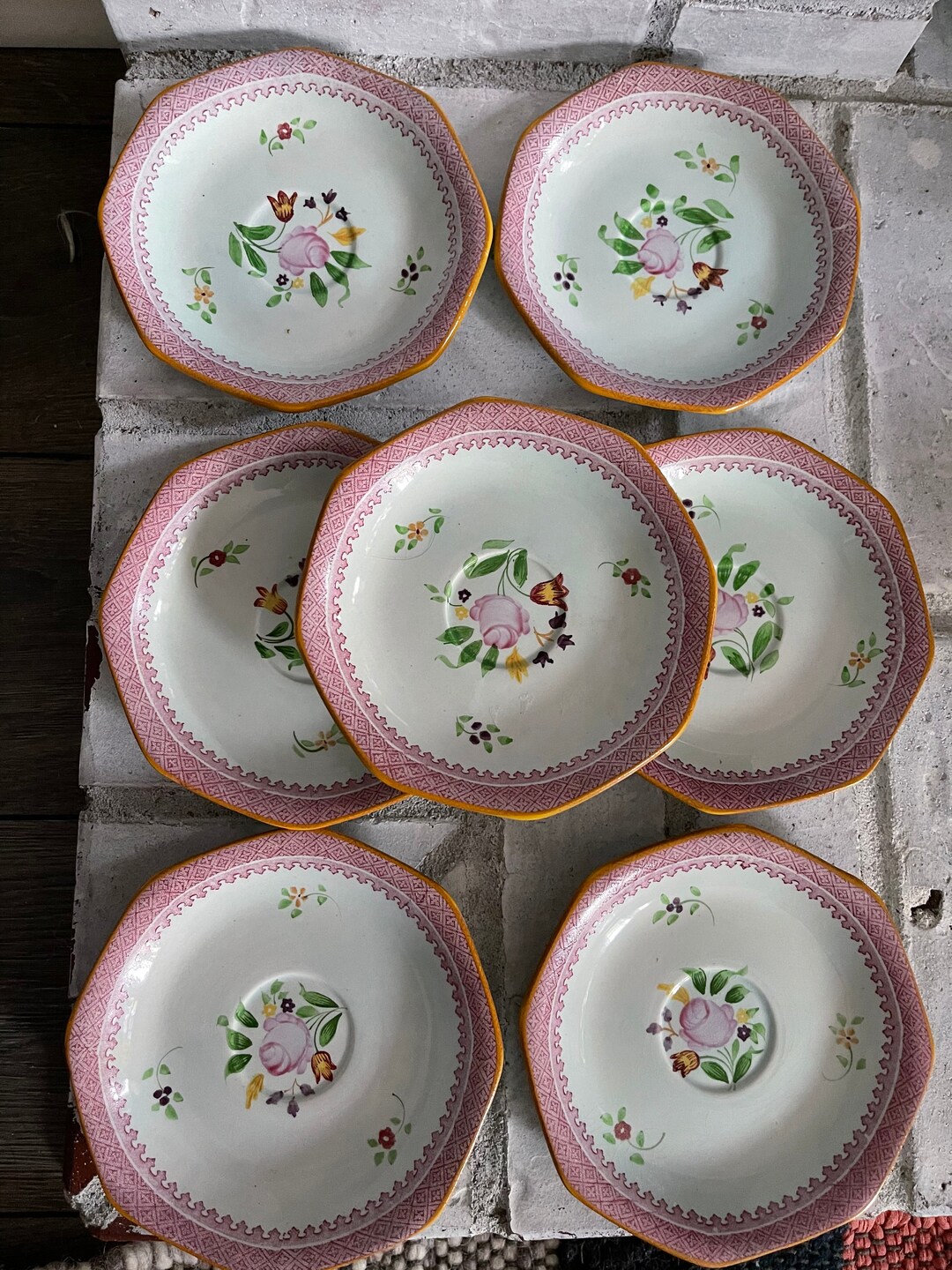 Set of 7 Calyx Ware Hand Painted Saucers - Etsy
