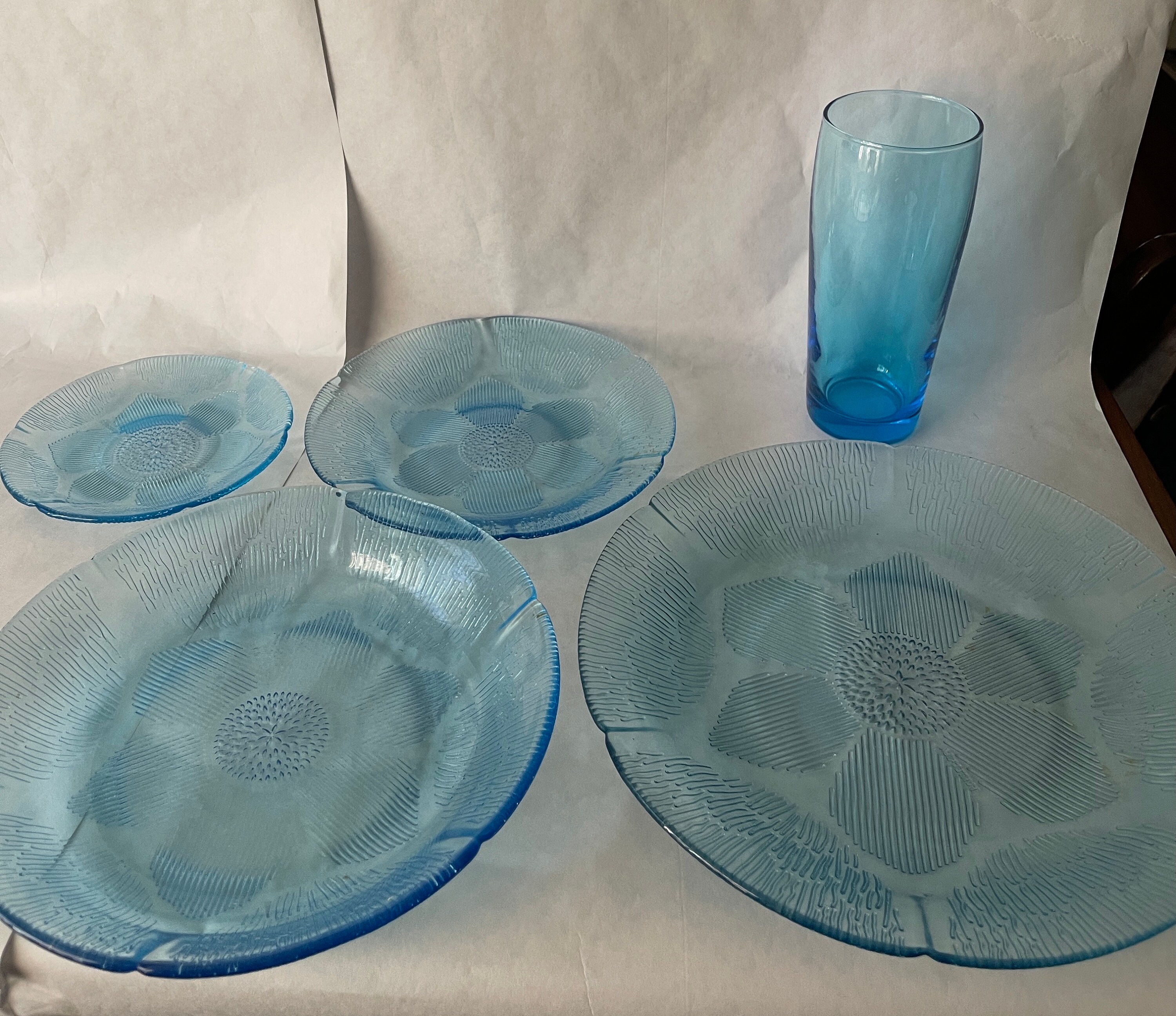 Beautiful Vintage Turquoise Light Blue 5 Piece Handblown Glass - Etsy