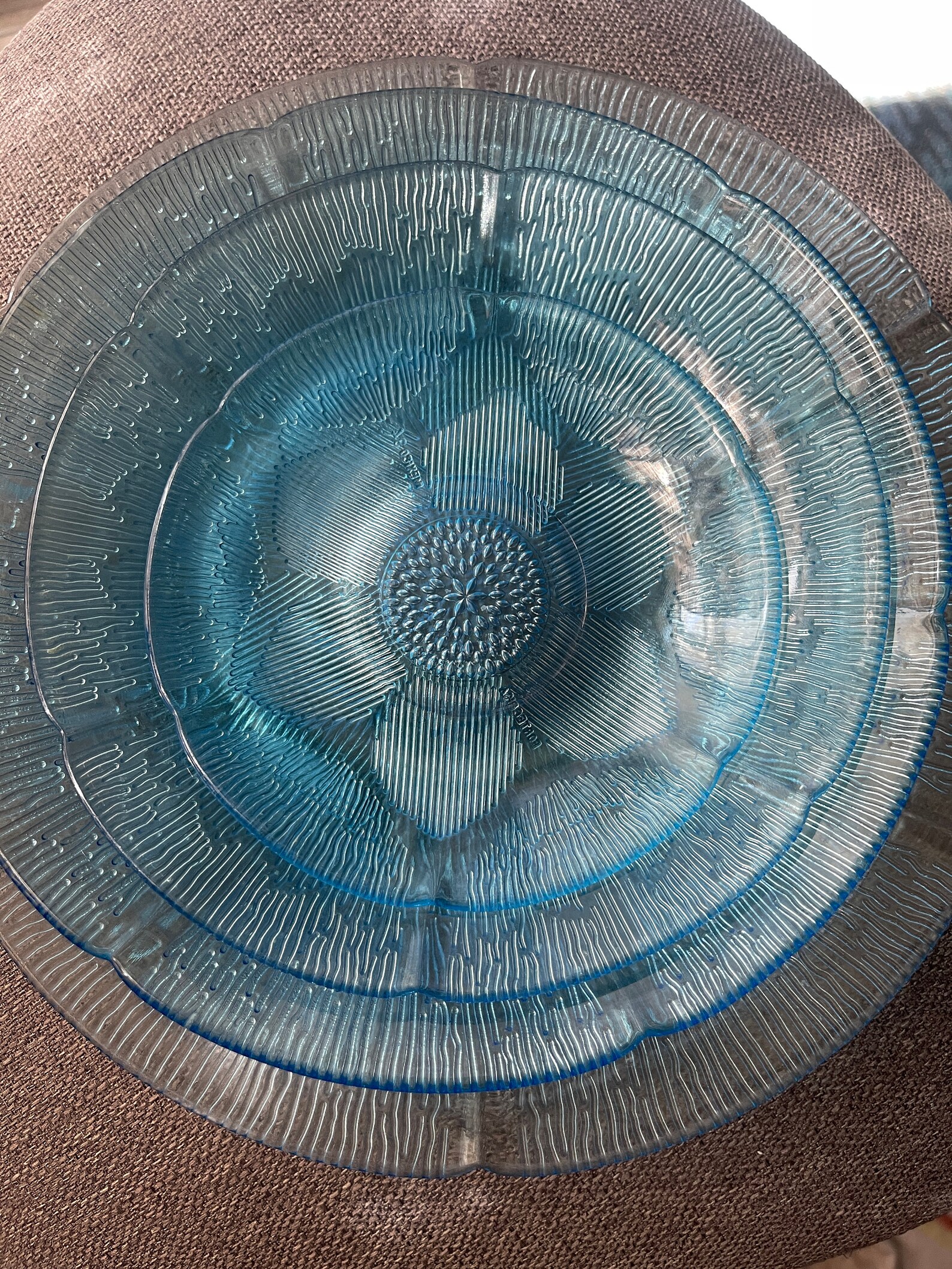 Beautiful Vintage Turquoise Light Blue 5 Piece Handblown Glass Dish Set ...