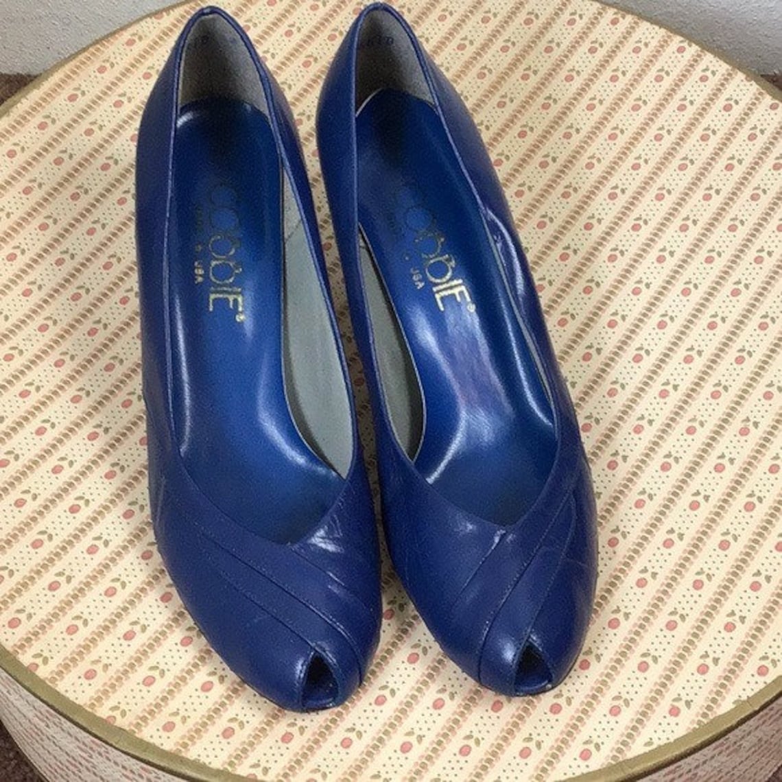 Vintage Electric Blue Peep Toe Pumps - Etsy