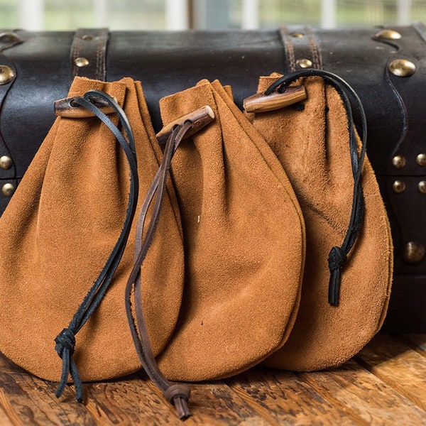 Leather Drawstring Pouch - Etsy