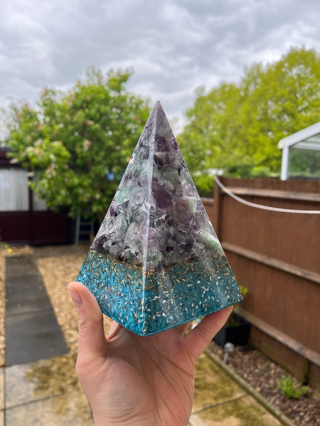 Orgonite® Pyramid Orgone Energy,natural Raw Fluorite,home Protection ...