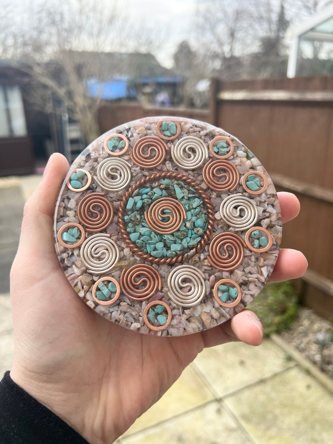 Orgonite® Charging Plate With Botswana Agate,turquoise Crystal Orgone ...