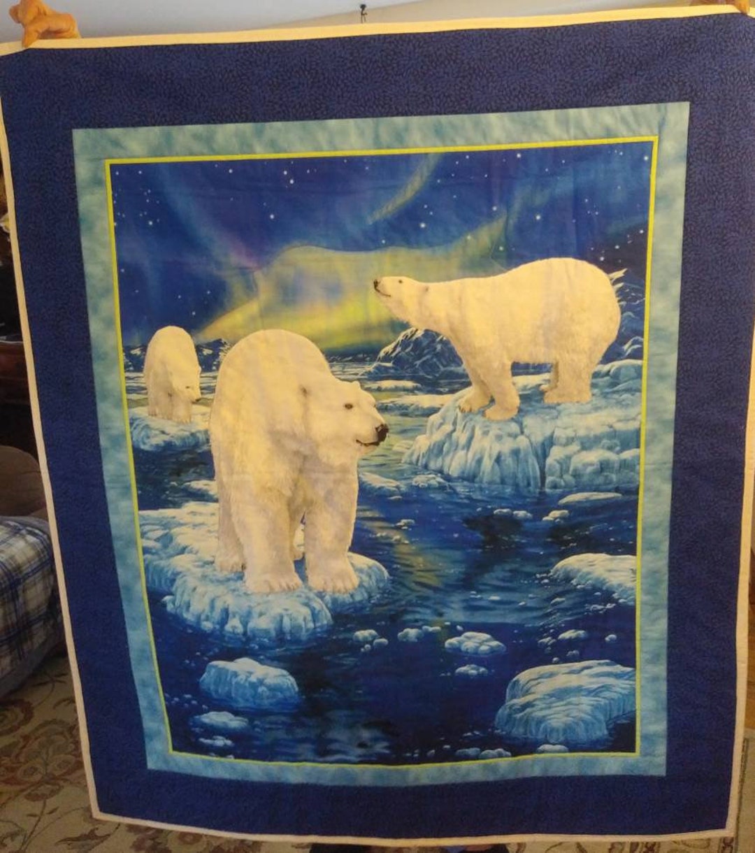 Alaska Polar Bear Panel Lap Top Quilt W/ Pieced Borders - Etsy