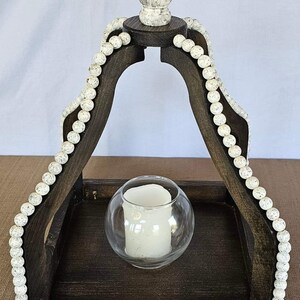Rustic Farmhouse Beaded Lantern - Handmade Home Decor. - Etsy