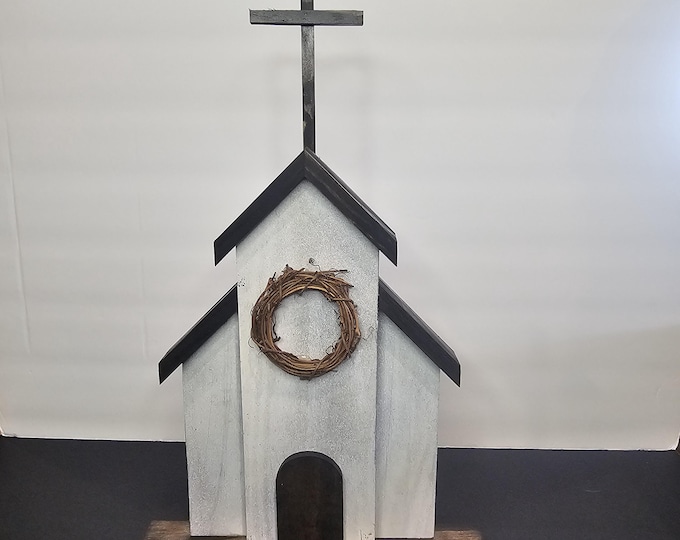 Wooden Rustic Church, Primitive Wood Church, Farmhouse Decor, Handmade ...