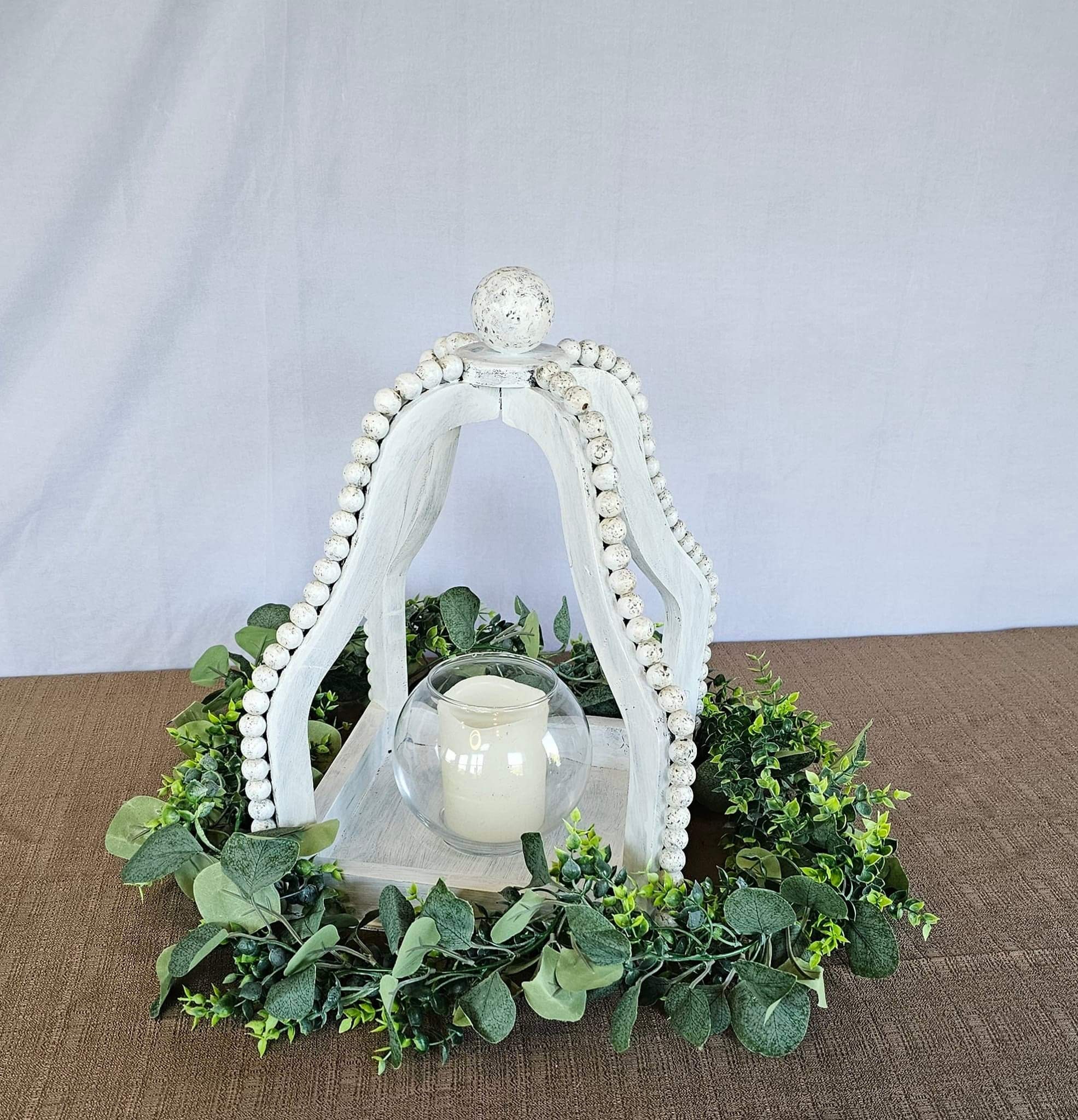 Rustic Farmhouse Beaded Lantern - Handmade Home Decor. - Etsy