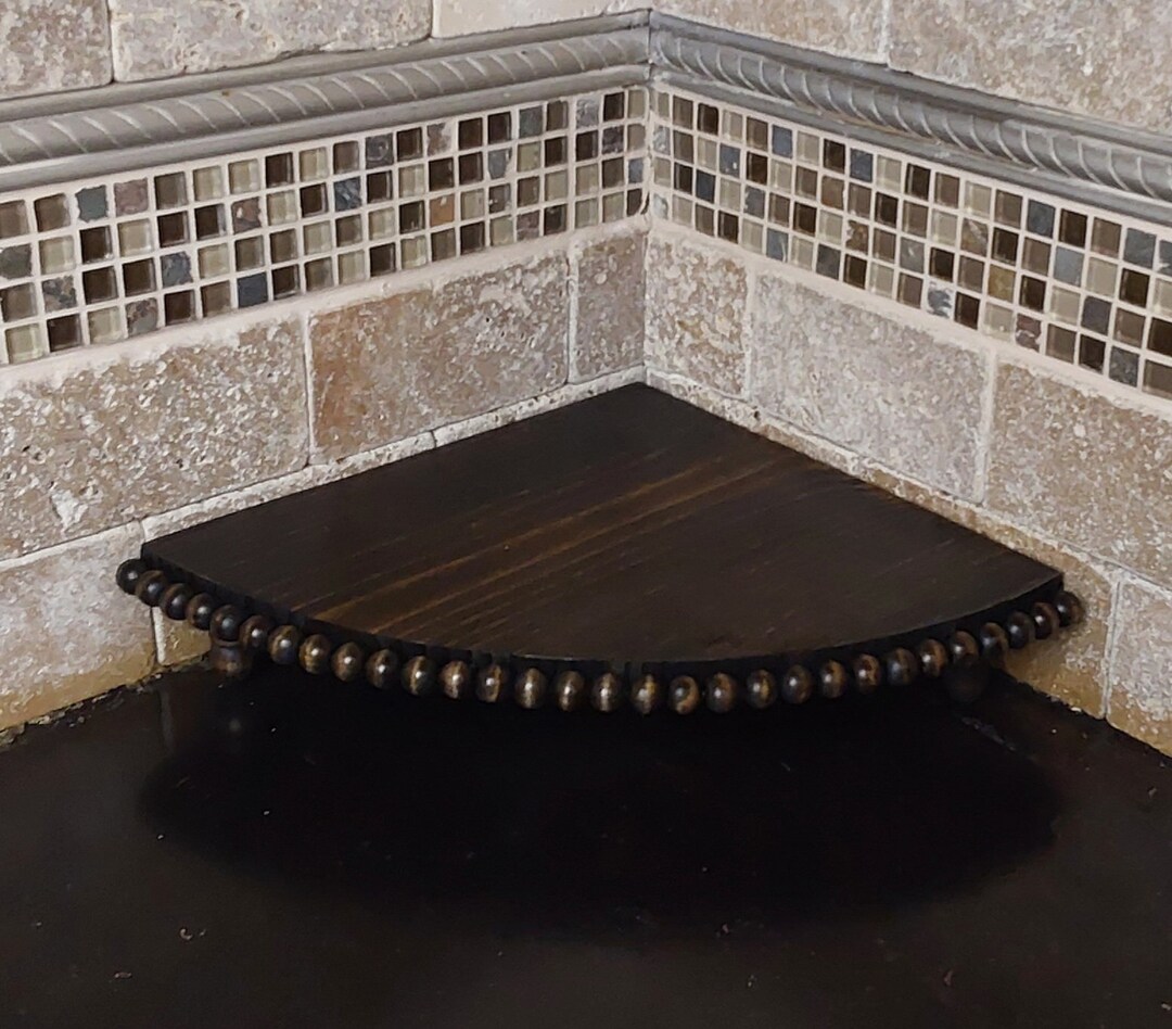 Rustic Wood Beaded Corner Display Stand Farmhouse Accent Stand ...