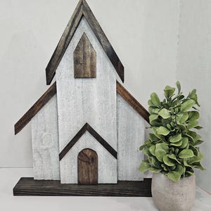 Handcrafted Wooden Church Model: Rustic Home Decor - Etsy