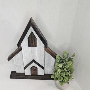 Handcrafted Wooden Church Model: Rustic Home Decor - Etsy