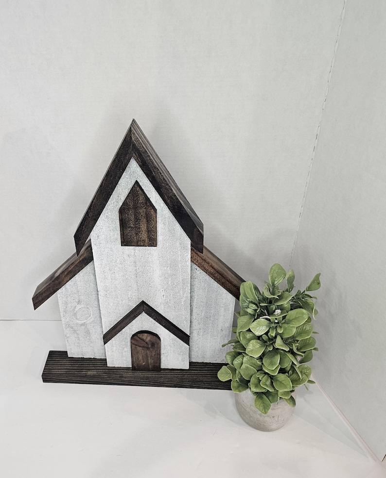 Handcrafted Wooden Church Model: Rustic Home Decor - Etsy