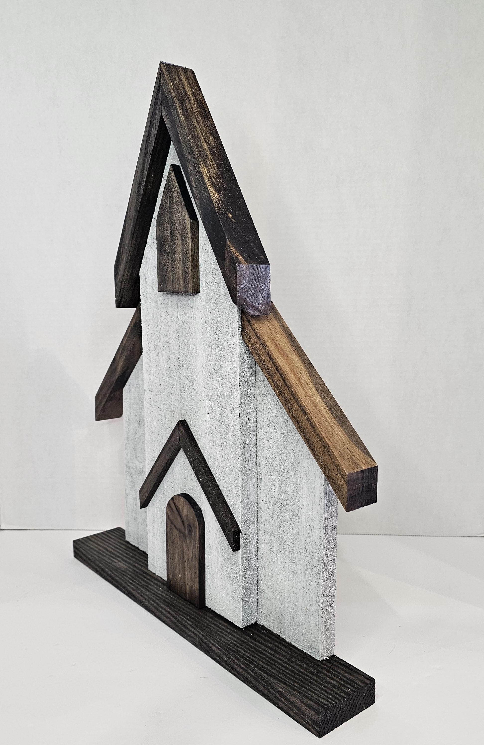 Handcrafted Wooden Church Model: Rustic Home Decor - Etsy