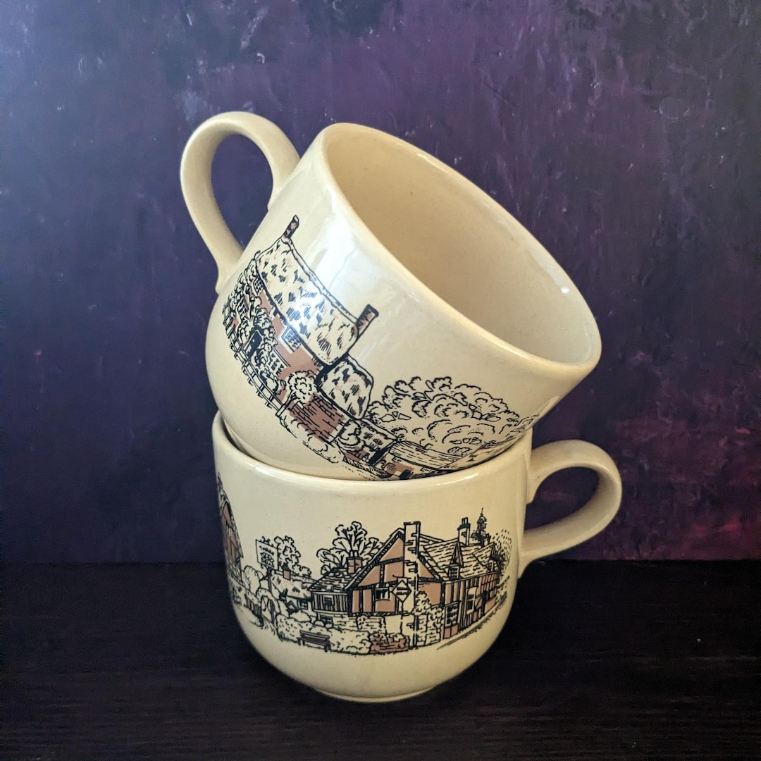 Vintage COLOROLL Soup Mug English Country Farmhouse Scene Cottage ...