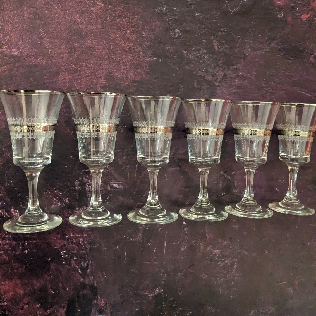 Vintage Dema Sherry Glass Set of 6 Sovereign Silver Fine Gold in ...