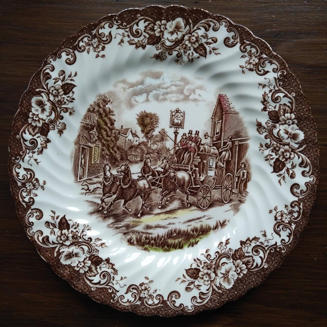 Vintage Johnson Bros Dinner Plate Brown in Coaching Scenes - Etsy