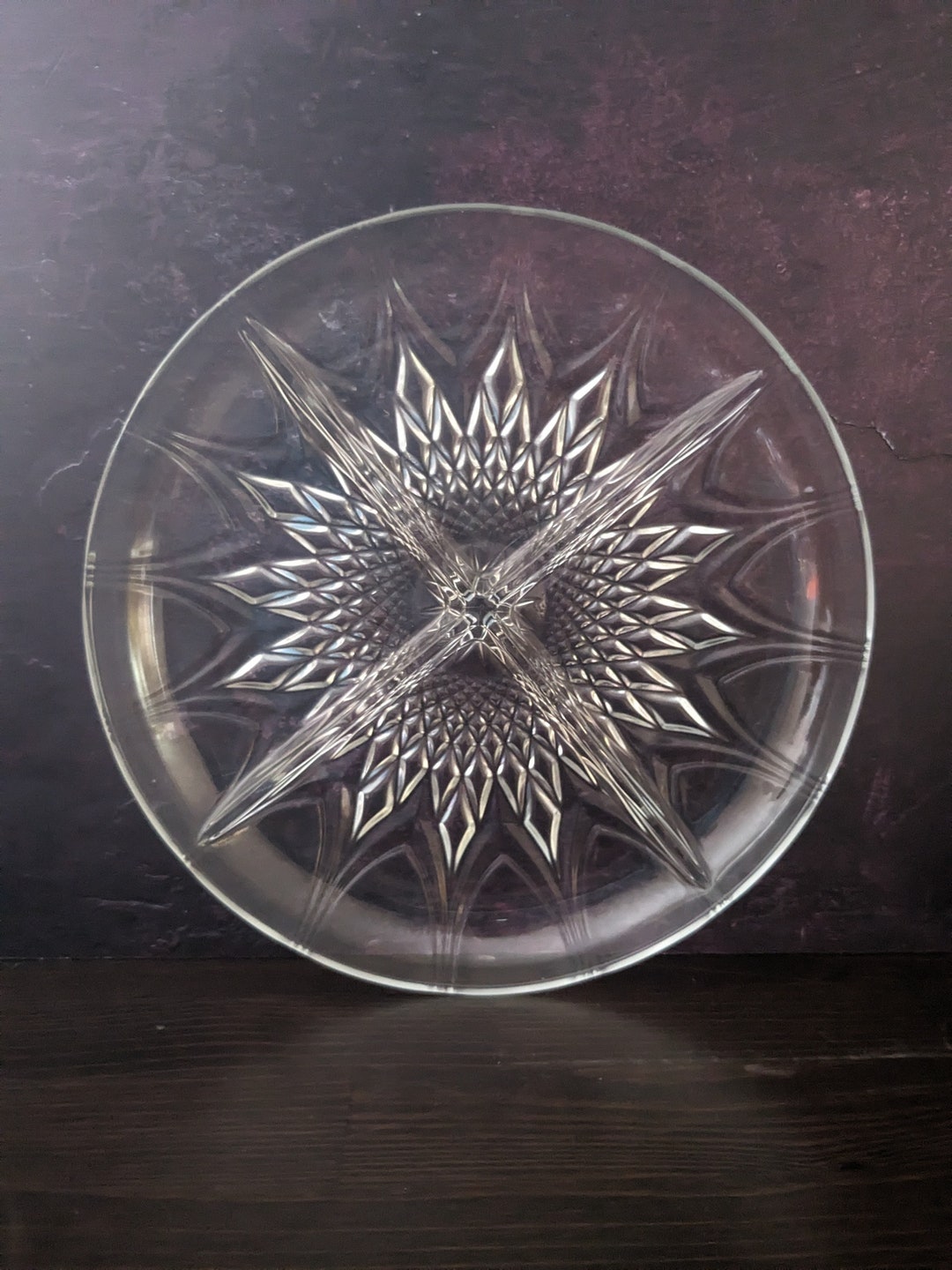 Vintage MCM Starburst Glass Appetizer Tray - Four Section Serving Dish ...
